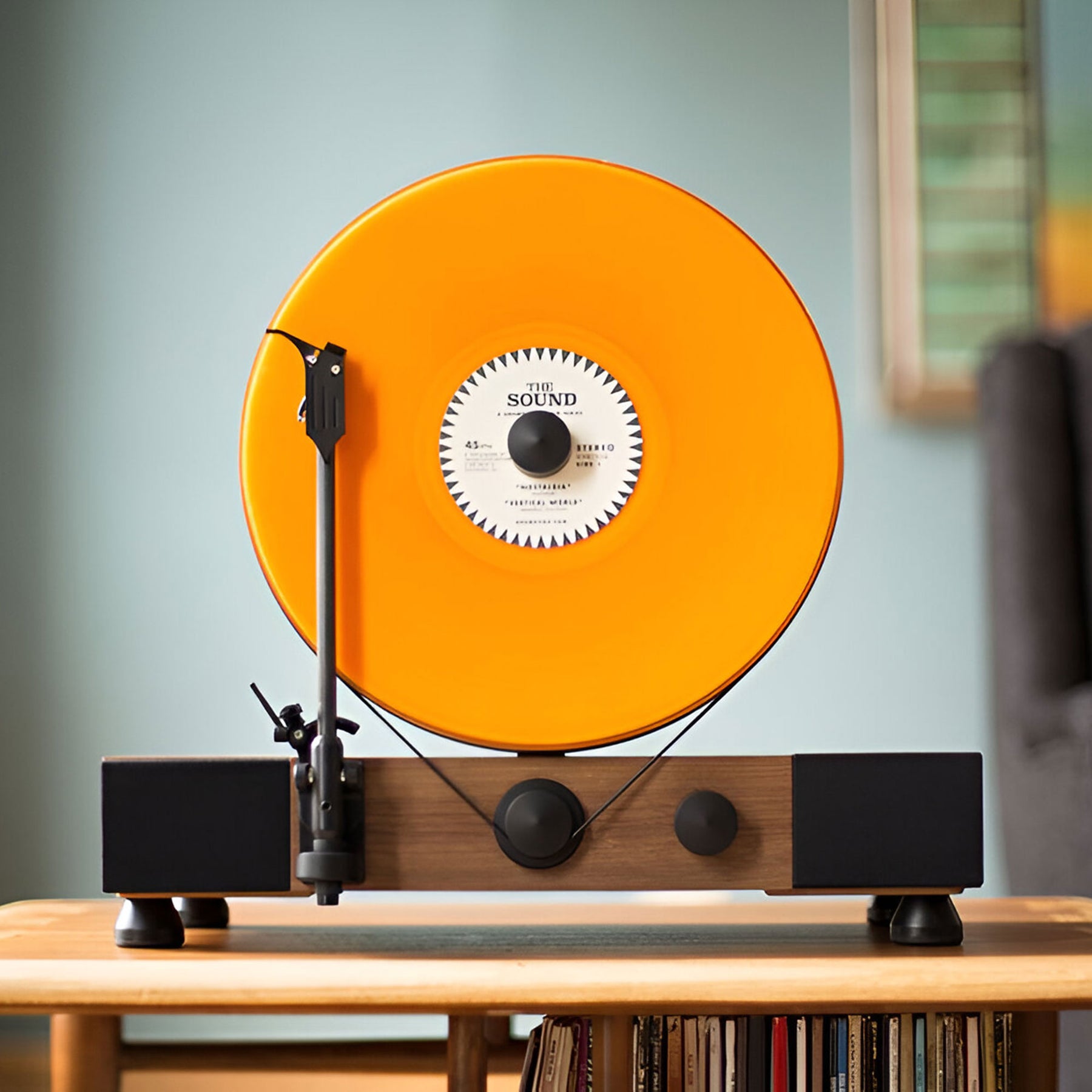 Floating Record vertical turntable with Built-In Stereo Speakers ...